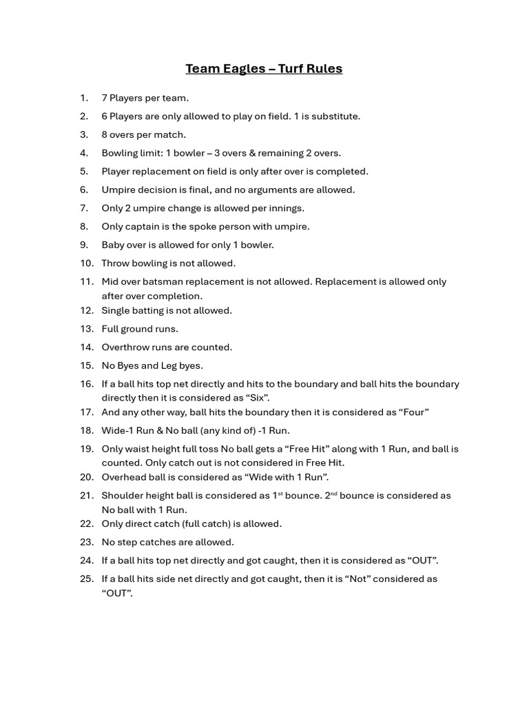 Turf Rules | PDF