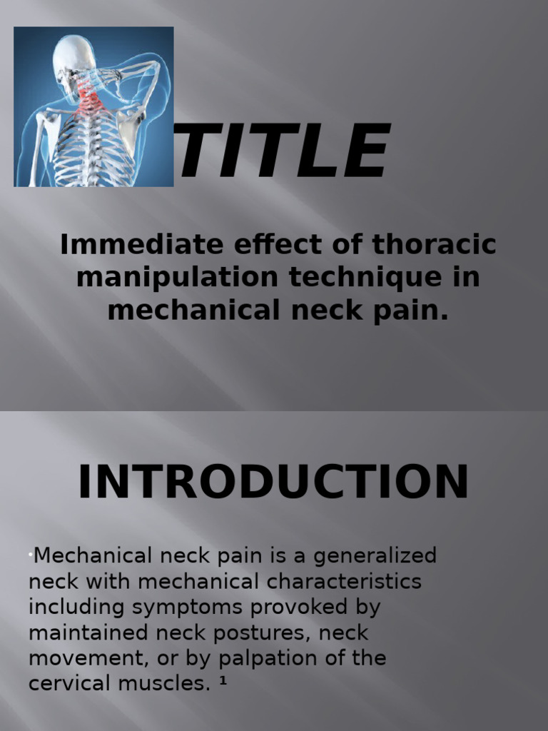 Title: Immediate Effect of Thoracic Manipulation Technique in ...