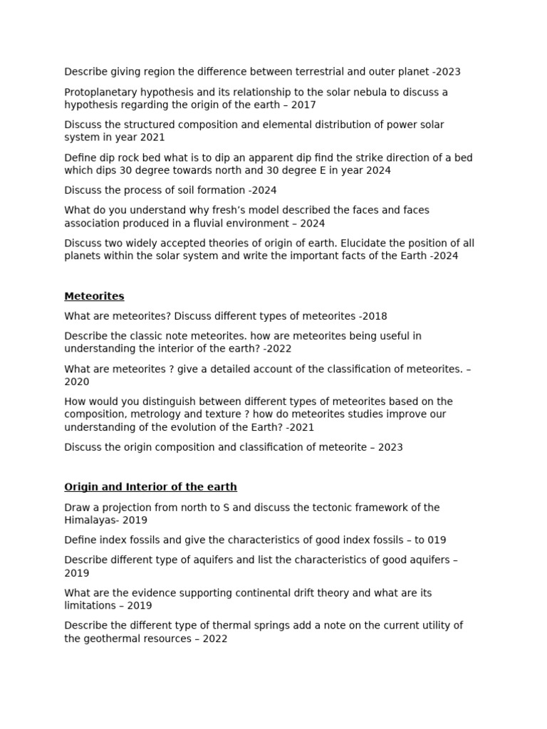 Geology Very Imp Qs | PDF