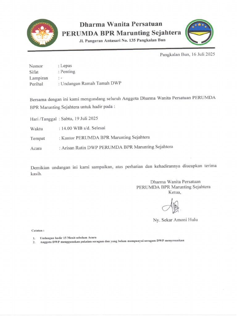 Undangan Ramah Tamah DWP | PDF