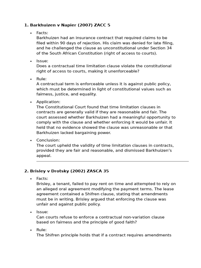 Brisley v Drotsky Case Overview | PDF | Misrepresentation | Negligence