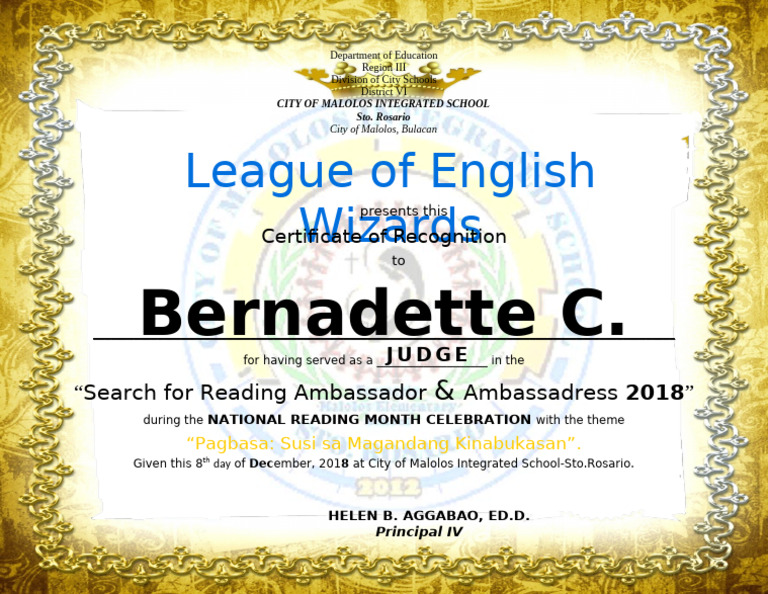 Certificate For JUDGES | PDF