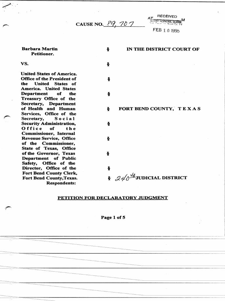 Barbara Martin Vs Us Petition For Declaratory Judgement | PDF