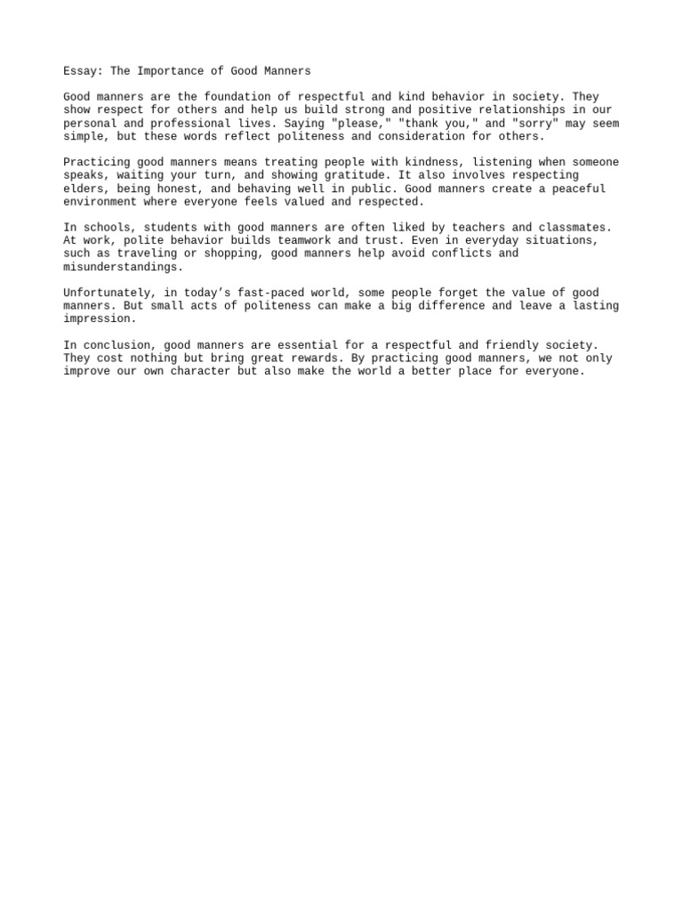 Manners | PDF