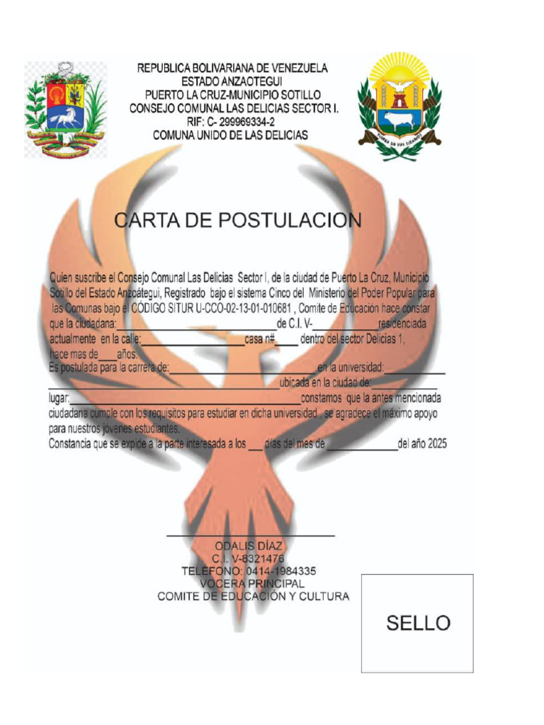 Carta de Postulación Maria Vasquez | PDF