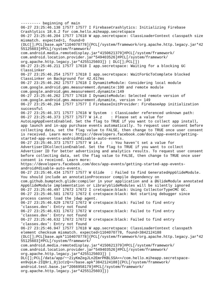 Com - Hello.miheapp - Secretspace Logcat | PDF | Computing Platforms ...
