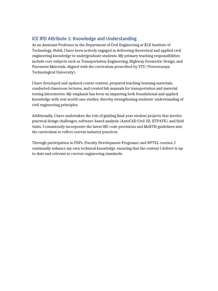 IPD Attribute1 Knowledge Understanding | PDF