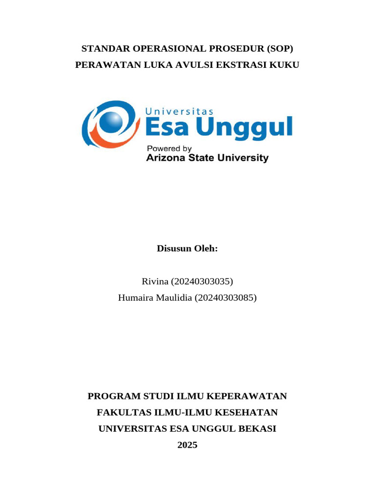 SOP Perawatan Luka Avulsi Ekstrasi Kuku | PDF