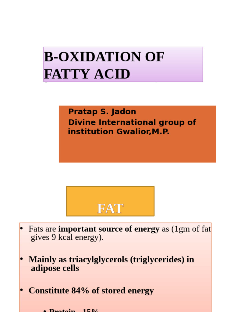 Beta Oxidation of Fatty Acids Explained | PDF | Triglyceride | Cell Biology