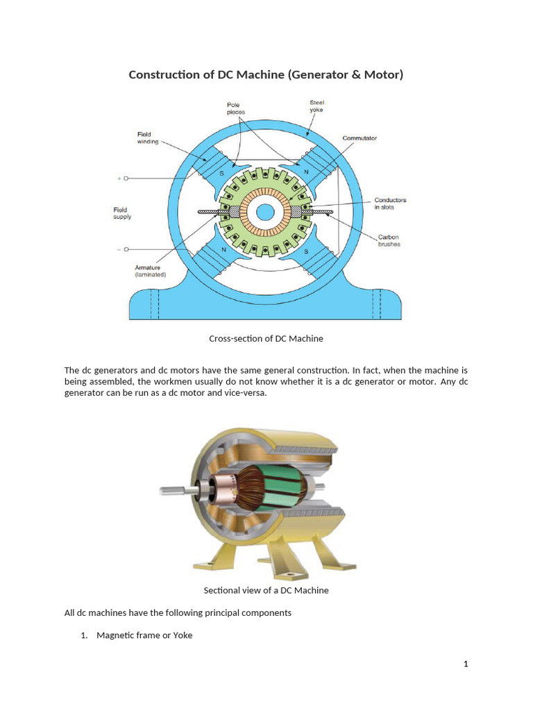 11b - Construction of DC Machine | PDF | Electric Motor | Machines
