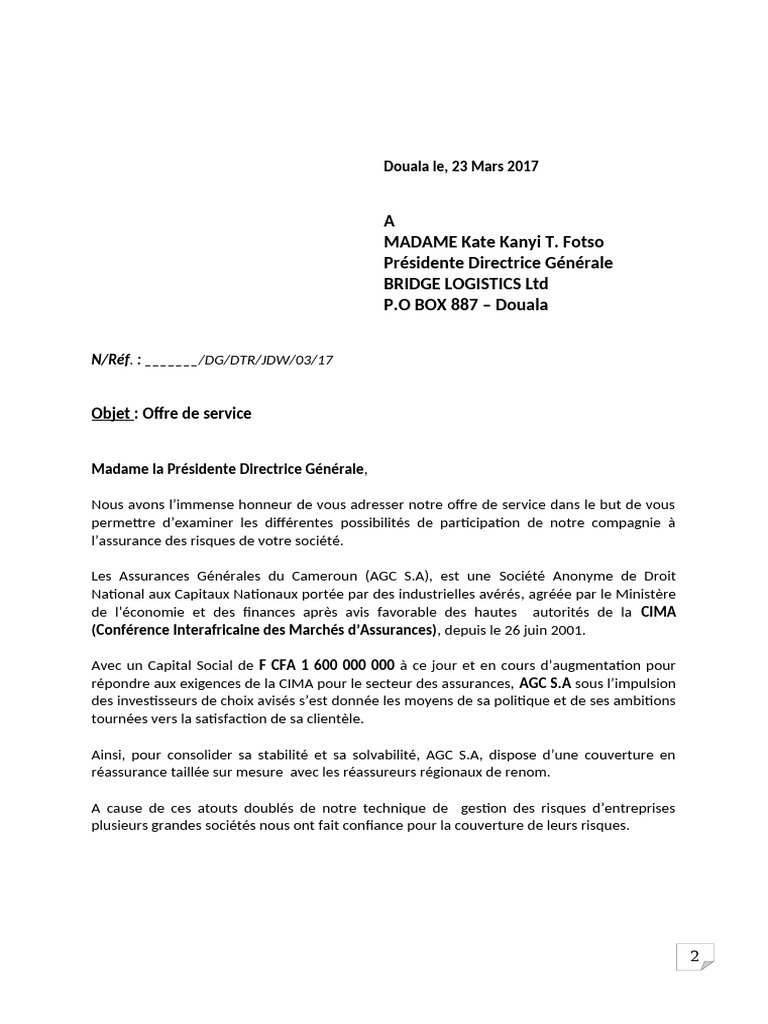 Offre de services d'assurance AGC S.A | PDF | Assurance | Business