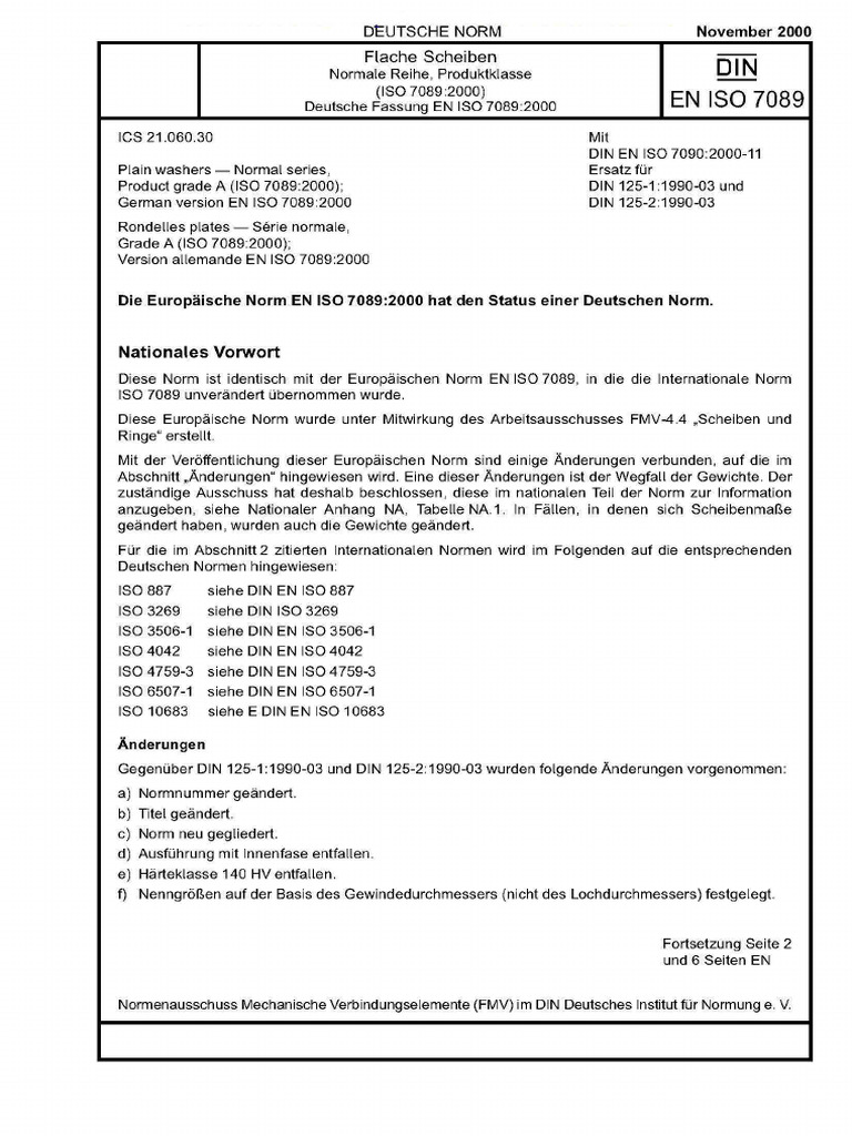 Din en Iso 7089 - 2000-11.1 | PDF