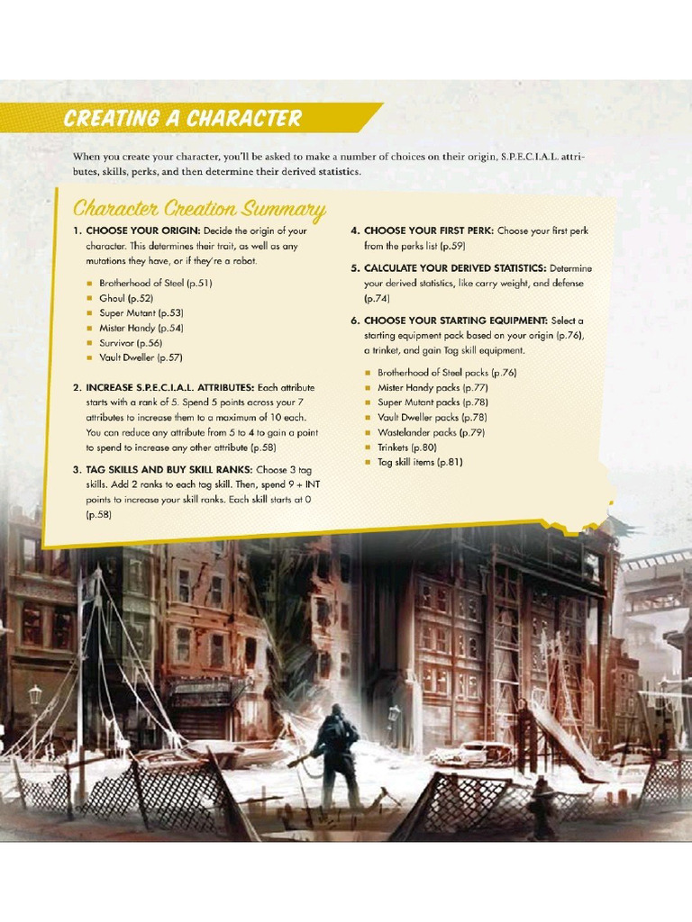 Fallout TTRPG Character Creation For Players | PDF