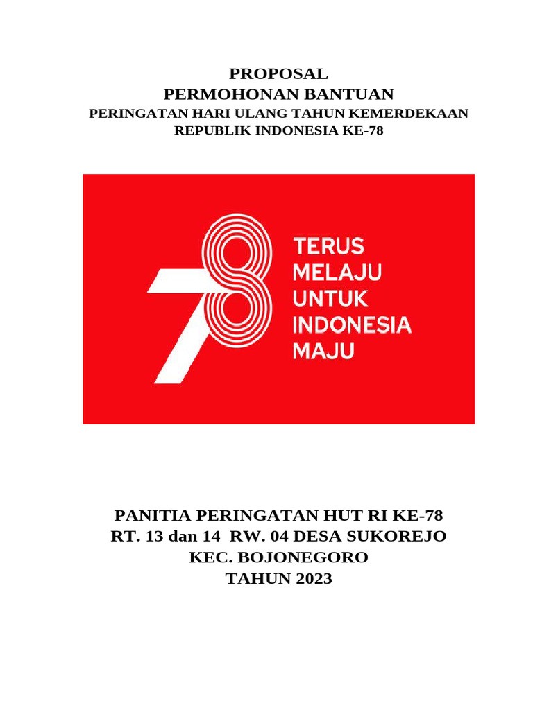Proposal Kegiatan HUT RI ke-78 Bojonegoro | PDF