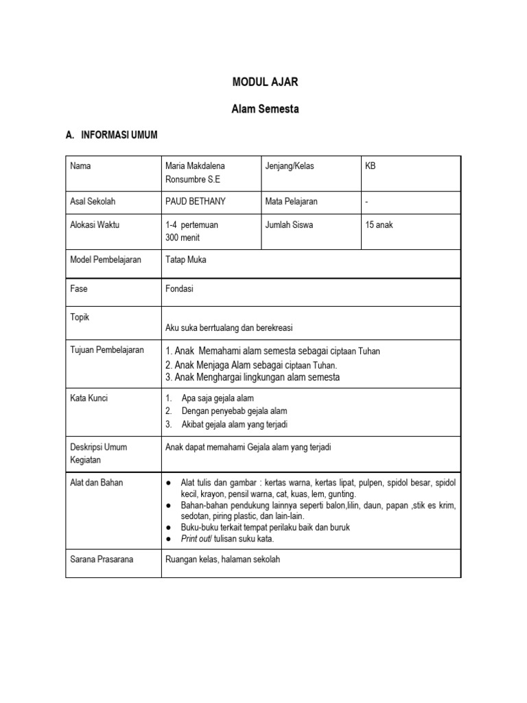 MODUL AJA Alam Semesta | PDF
