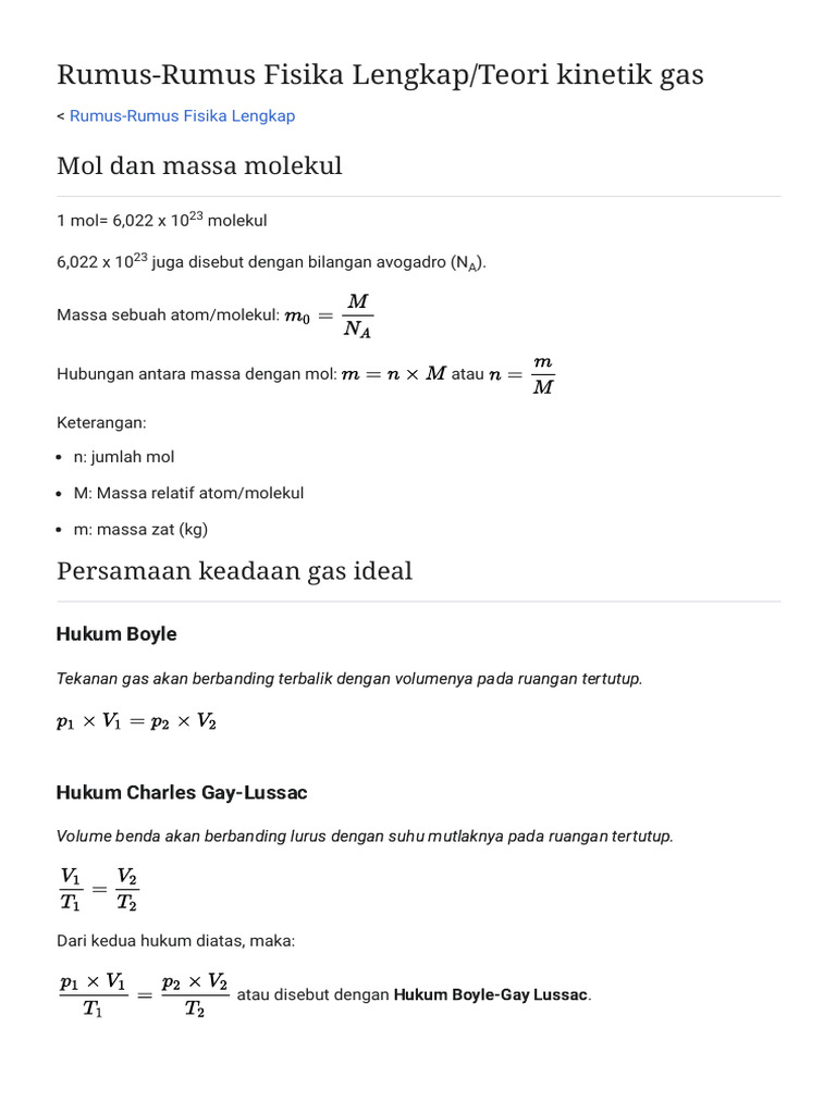 Rumus-Rumus Fisika Lengkap - Teori Kinetik Gas - Wikibuku Bahasa ...