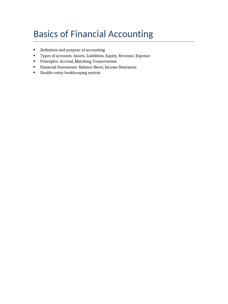 Basics of Financial Accounting | PDF
