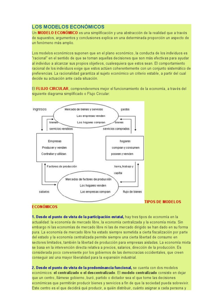 Los Modelos Económicos | PDF | Mercado libre | Economía de mercado