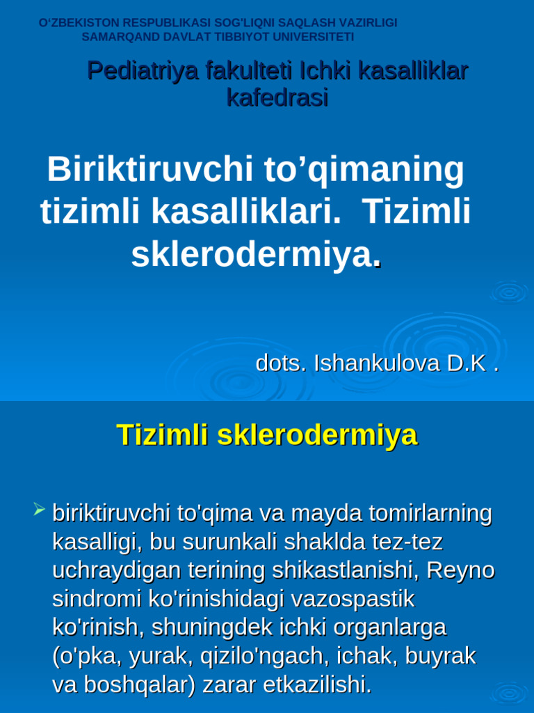 Tizimli Sklerodermiya... (Wecompress - Com) 7-TEMA 1 | PDF