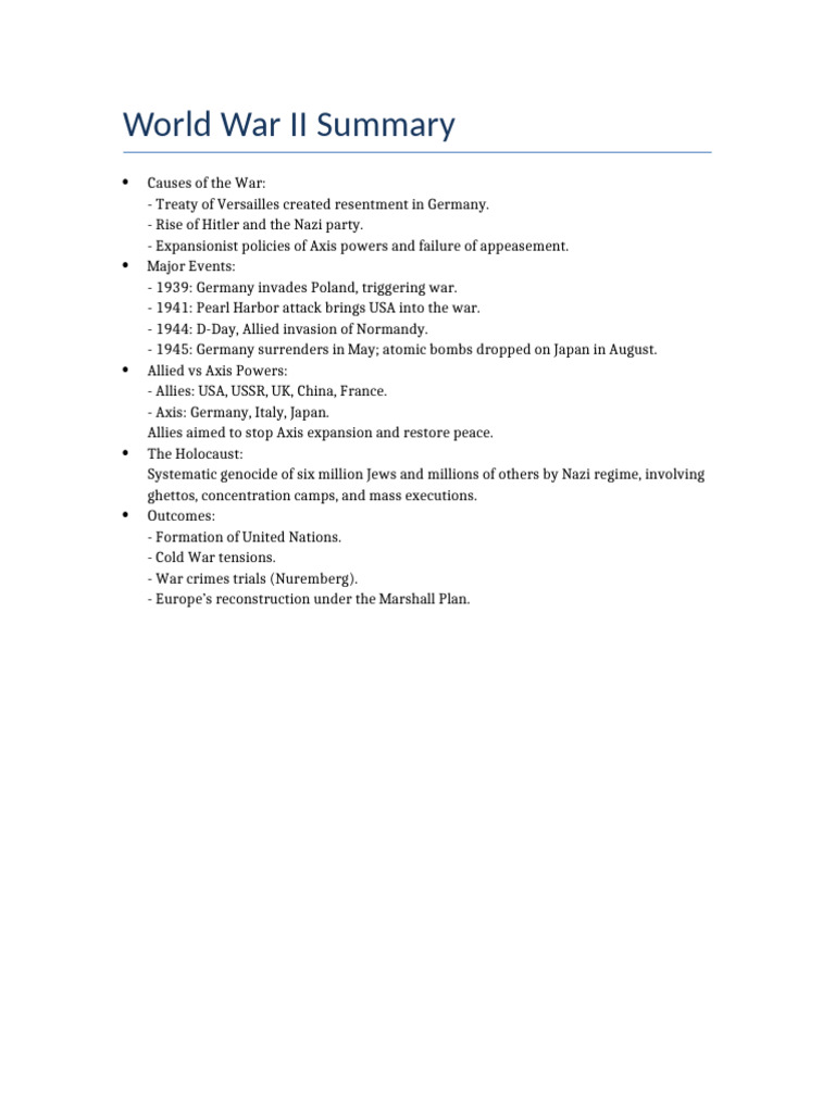 World War II Summary Detailed | PDF