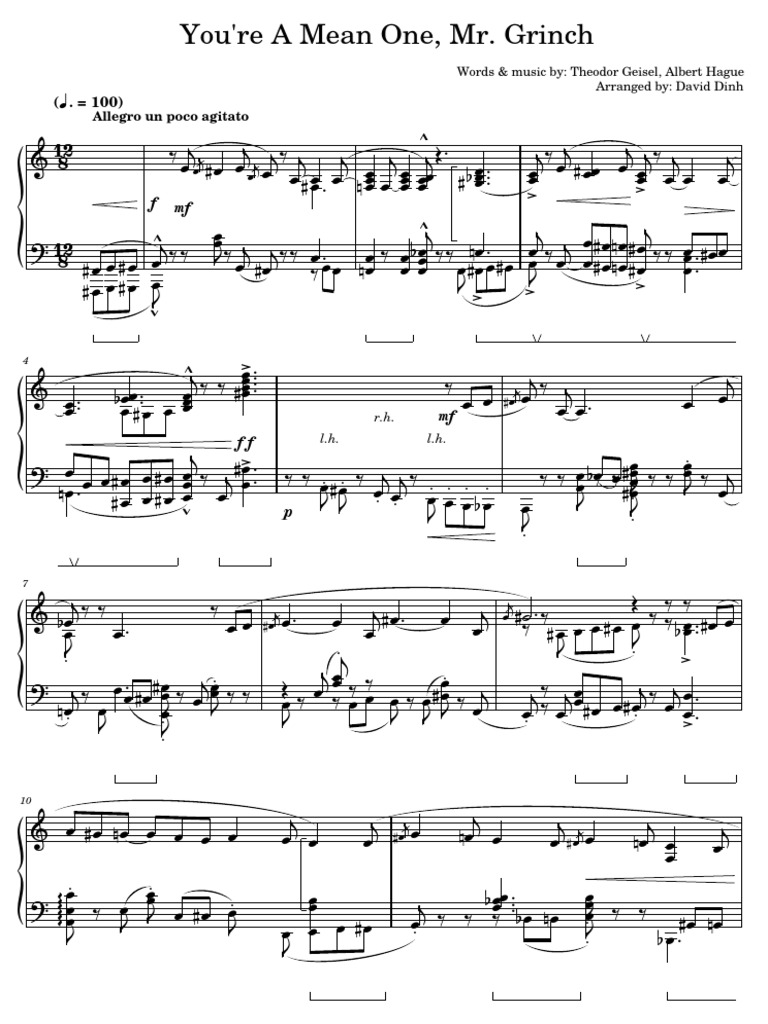Youre A Mean One MR Grinch Jazz Virtuoso Piano | PDF | Dr. Seuss ...