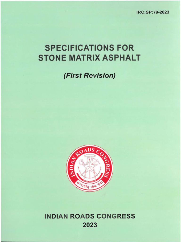IRC SP 079, 2023, Specifications For Stone Matrix Asphalt (First ...