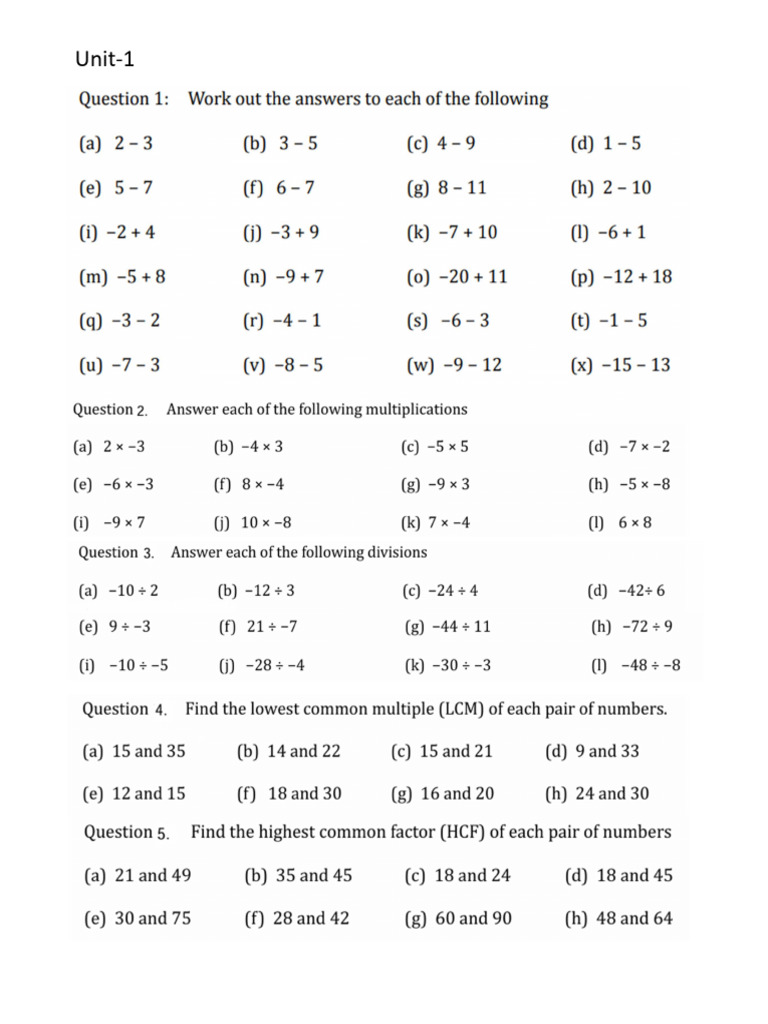 Unit-1 WS1 | PDF