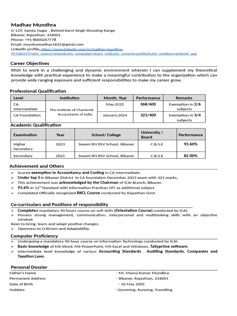 Resume - Madhav Mundhra Real | PDF