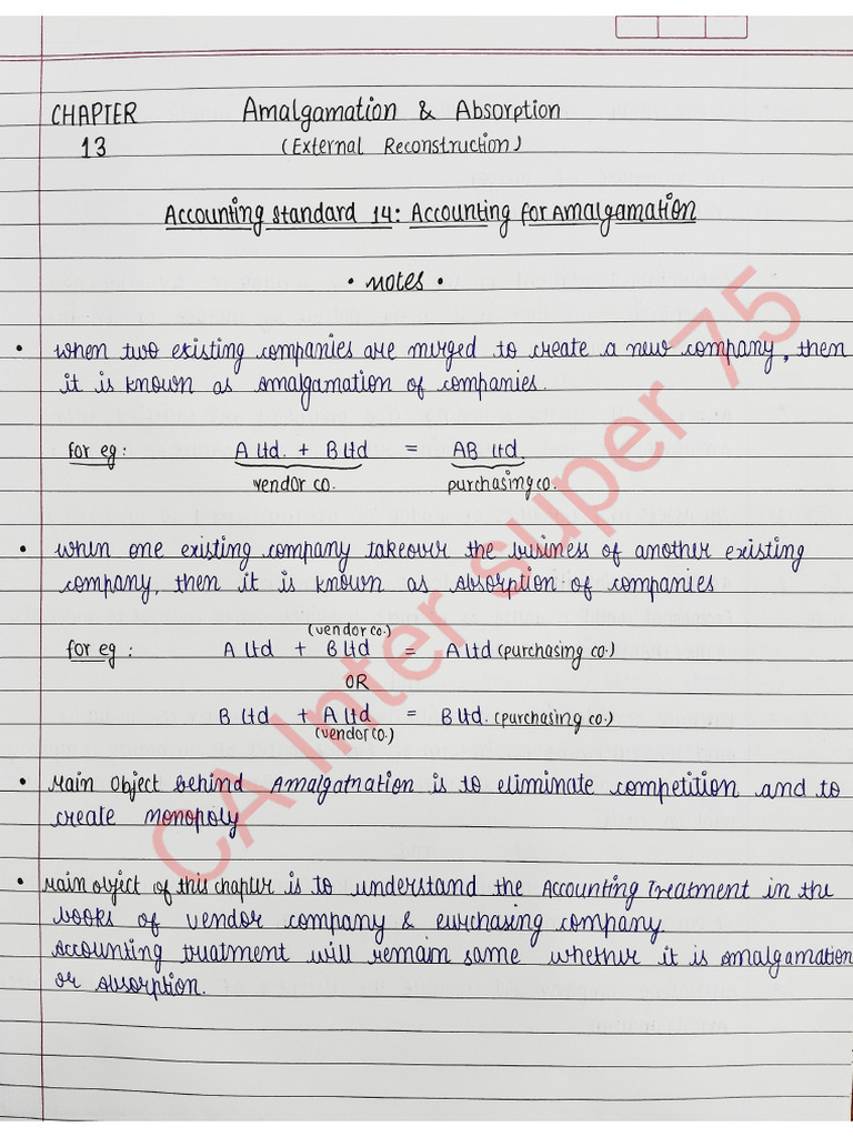 As - 14 - Accounting For Amalgamation | PDF