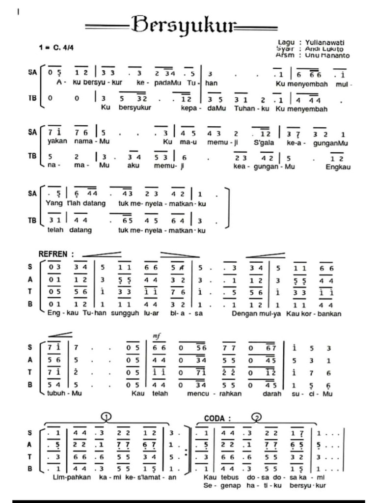 Teks Lagu Dan Not Angka | PDF