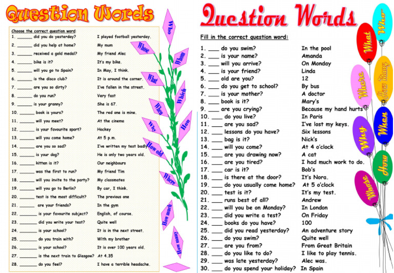 Question Words 5W 1H | PDF