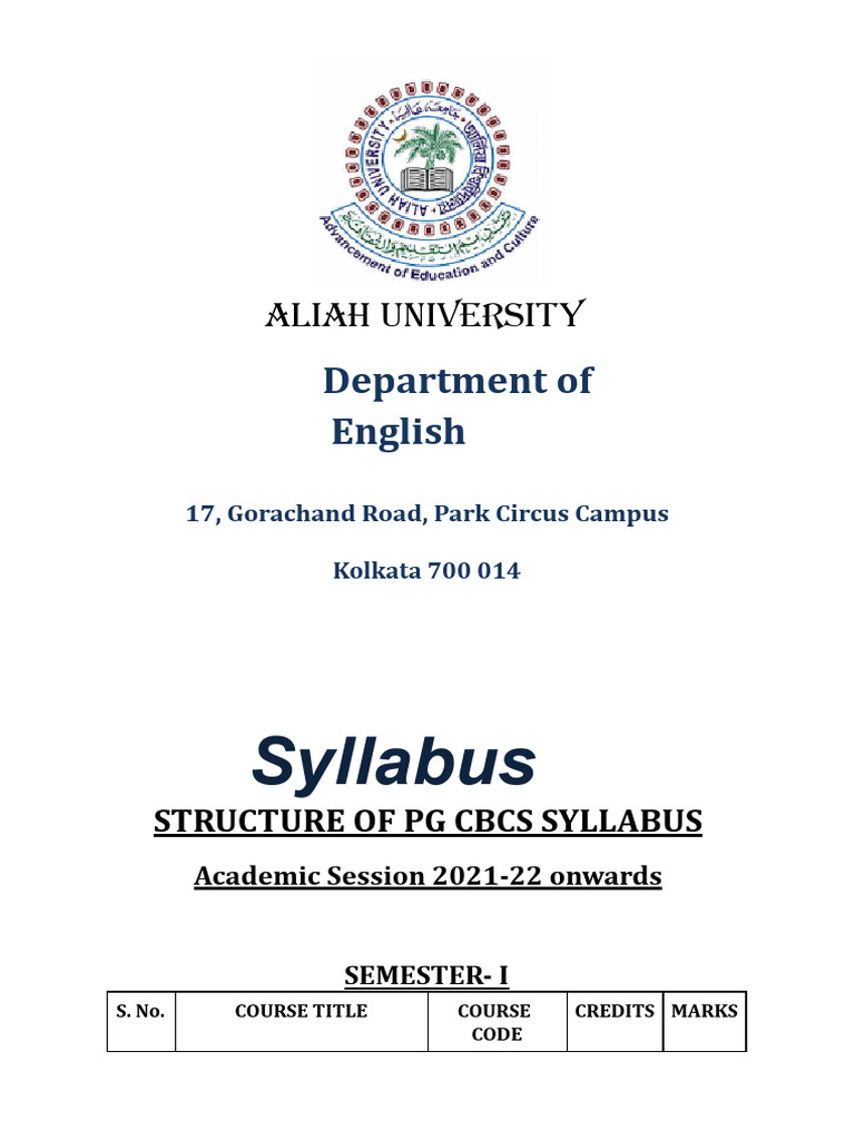 Pg Cbcs Complete Syllabus 2021 22 Pdf Victorian Literature