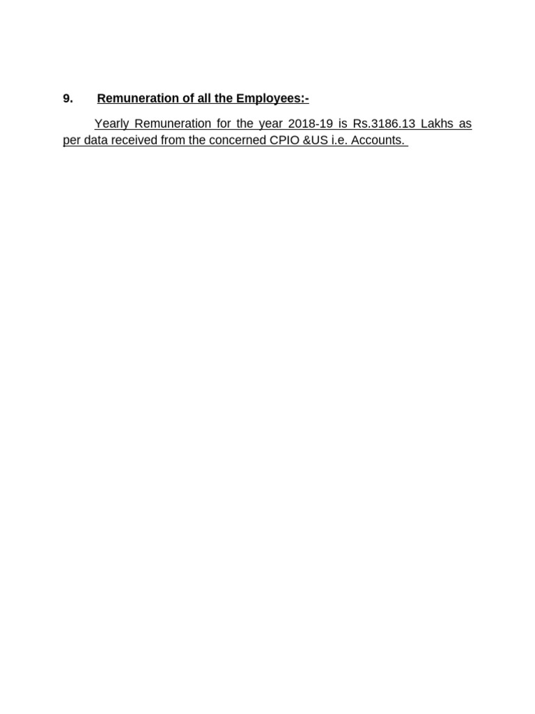 Remuneration of All The Employees | PDF