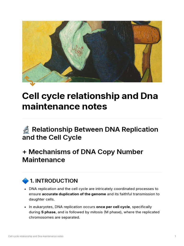 Cell Cycle Relationship and Dna Maintenance Notes | PDF | Dna ...