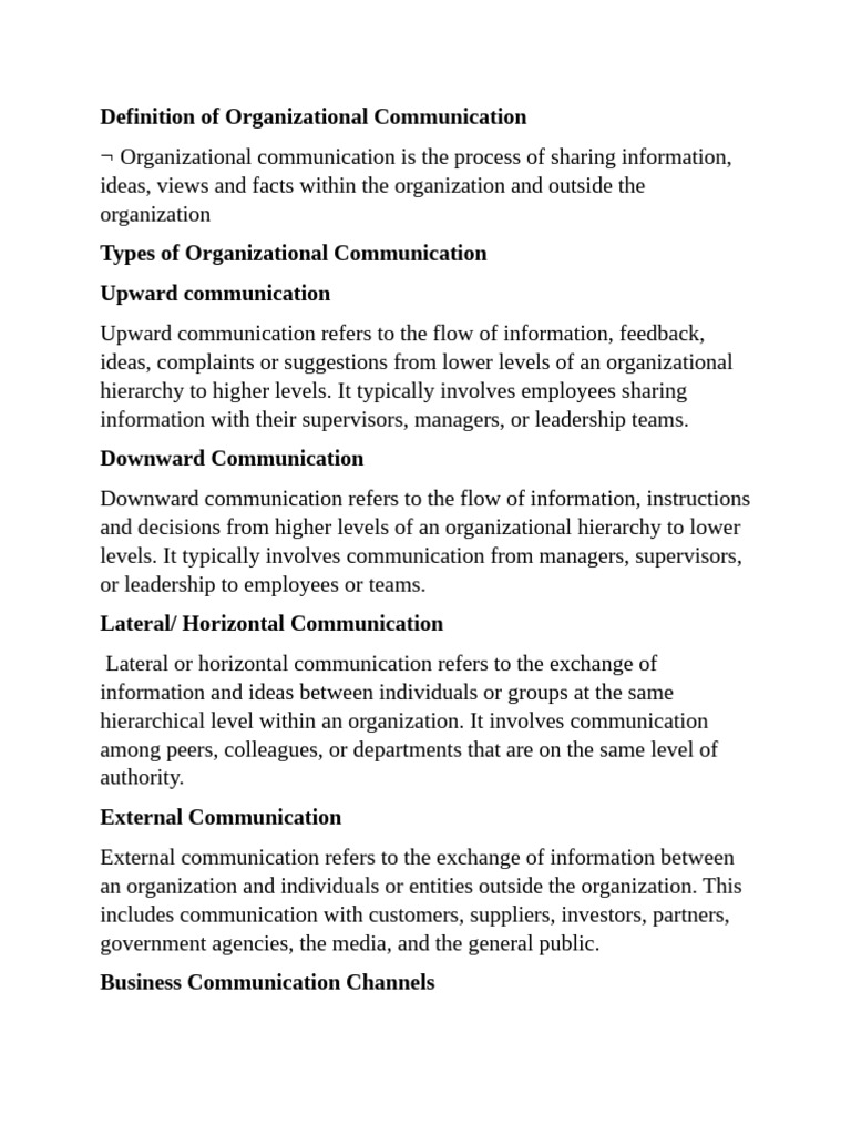 Definition of Organizational Communication | PDF | Communication | Goal