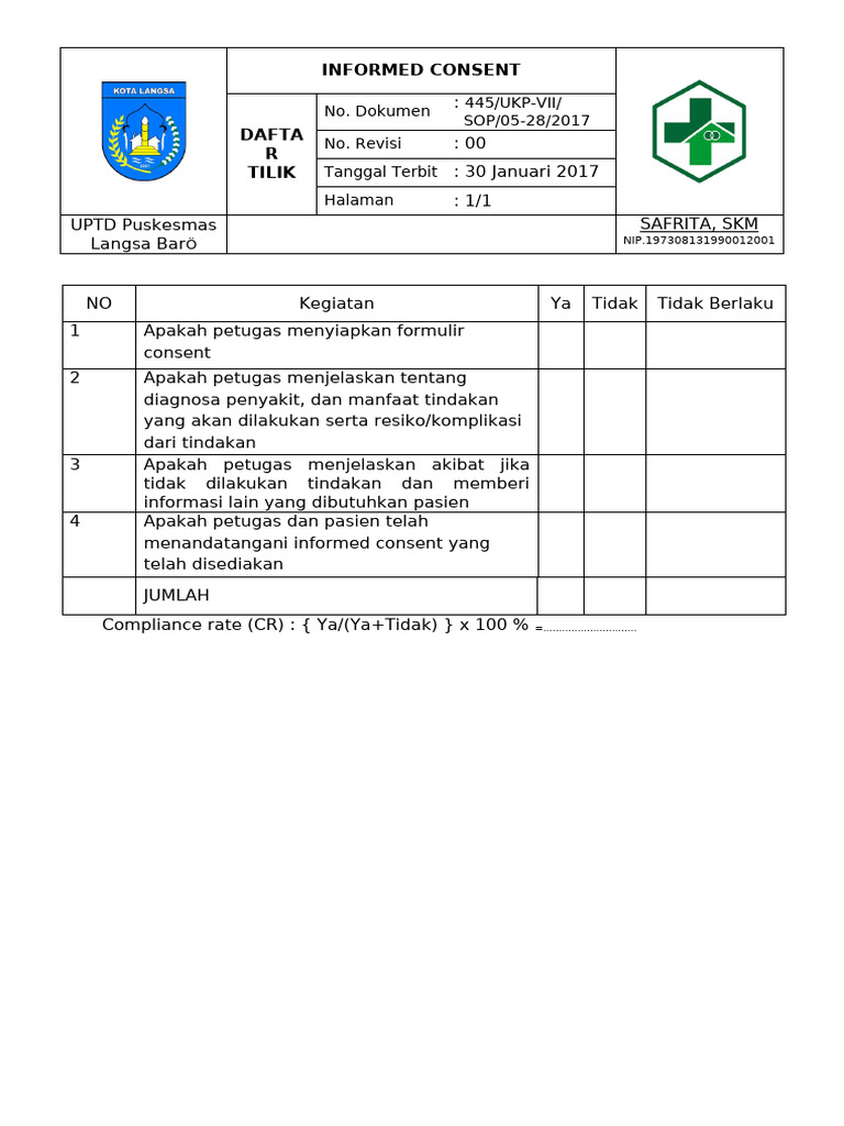 DAFTAR TILIK Informed Consent | PDF