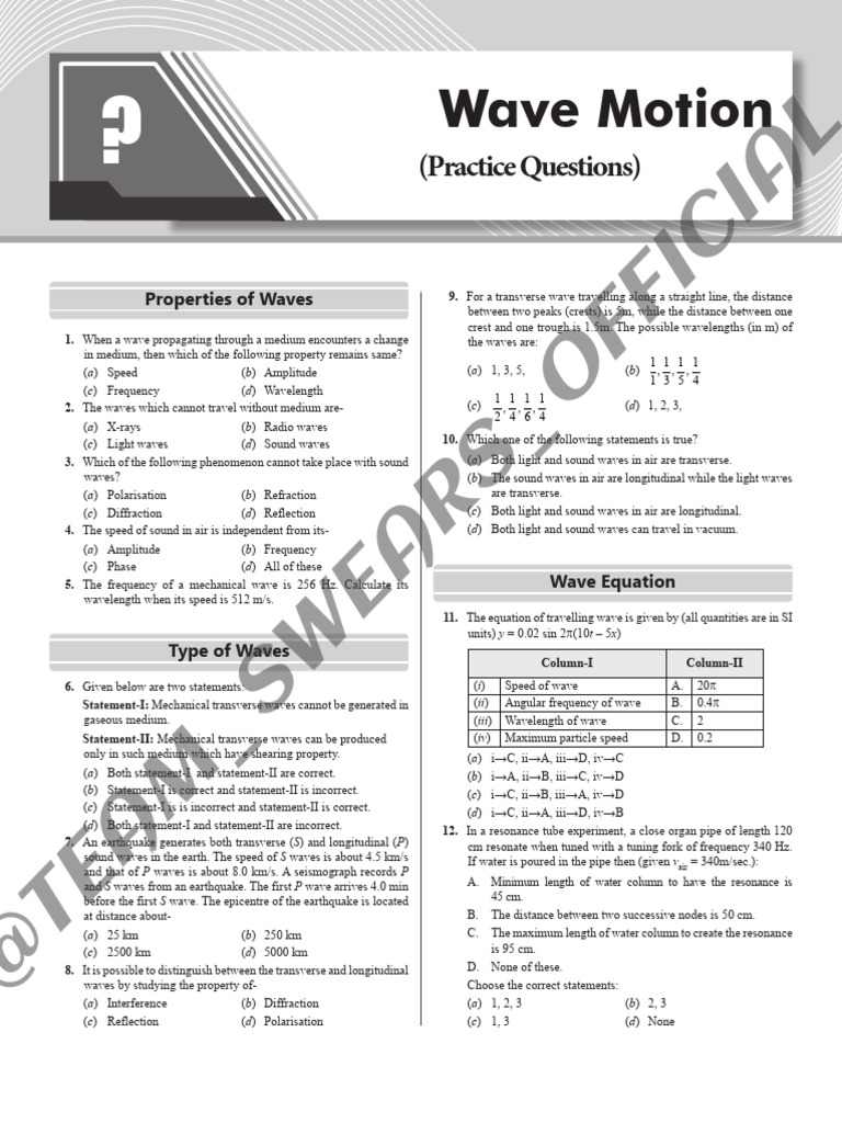 Wave Motion | PDF | Waves | Sound