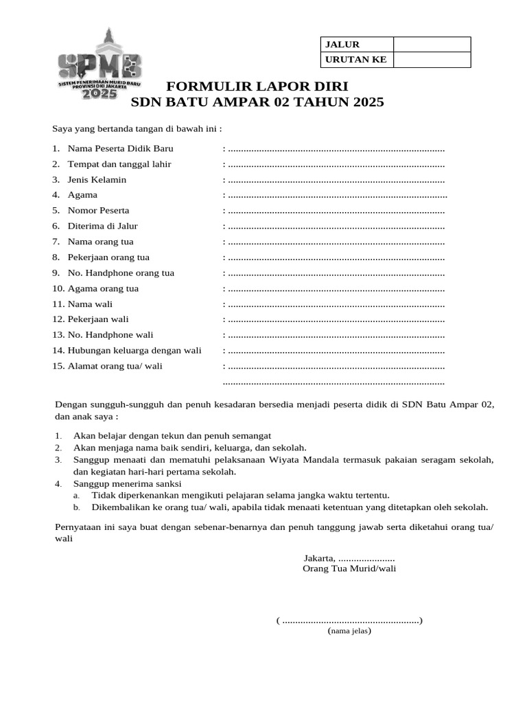 Format Lapor Diri - Format | PDF