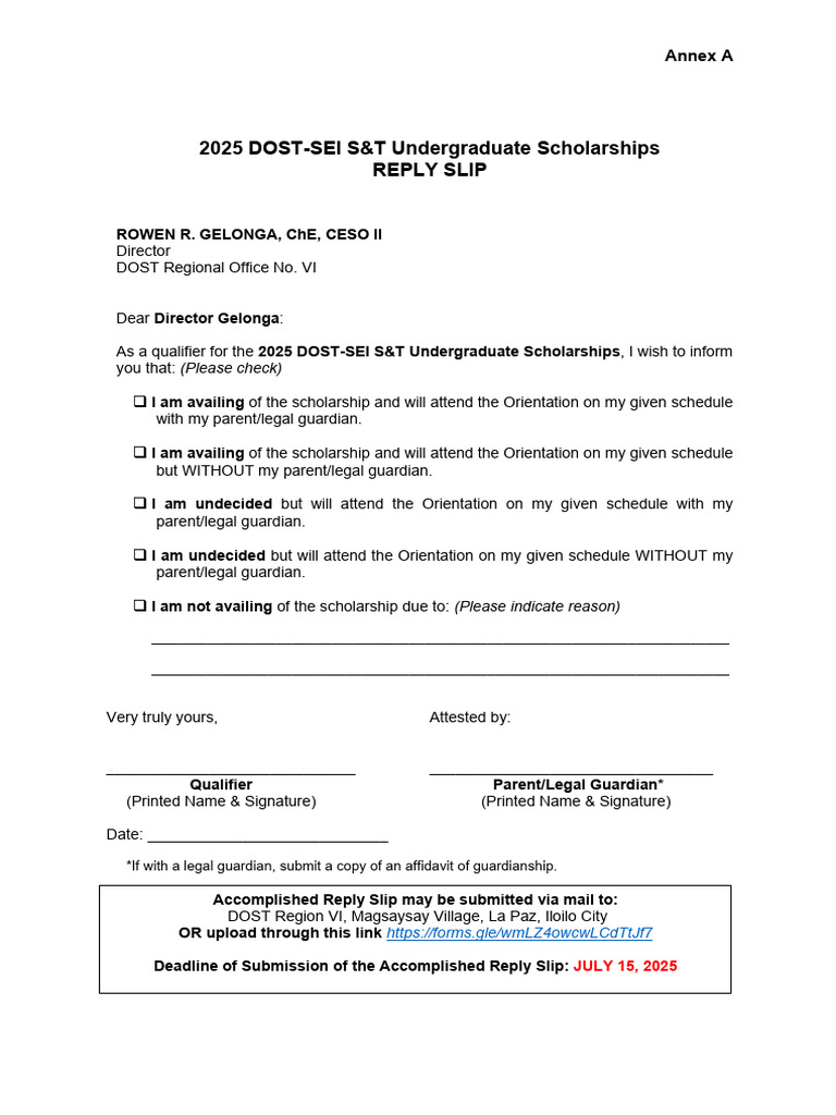 2 Annex A 2025 UGQuali Reply Slip | PDF