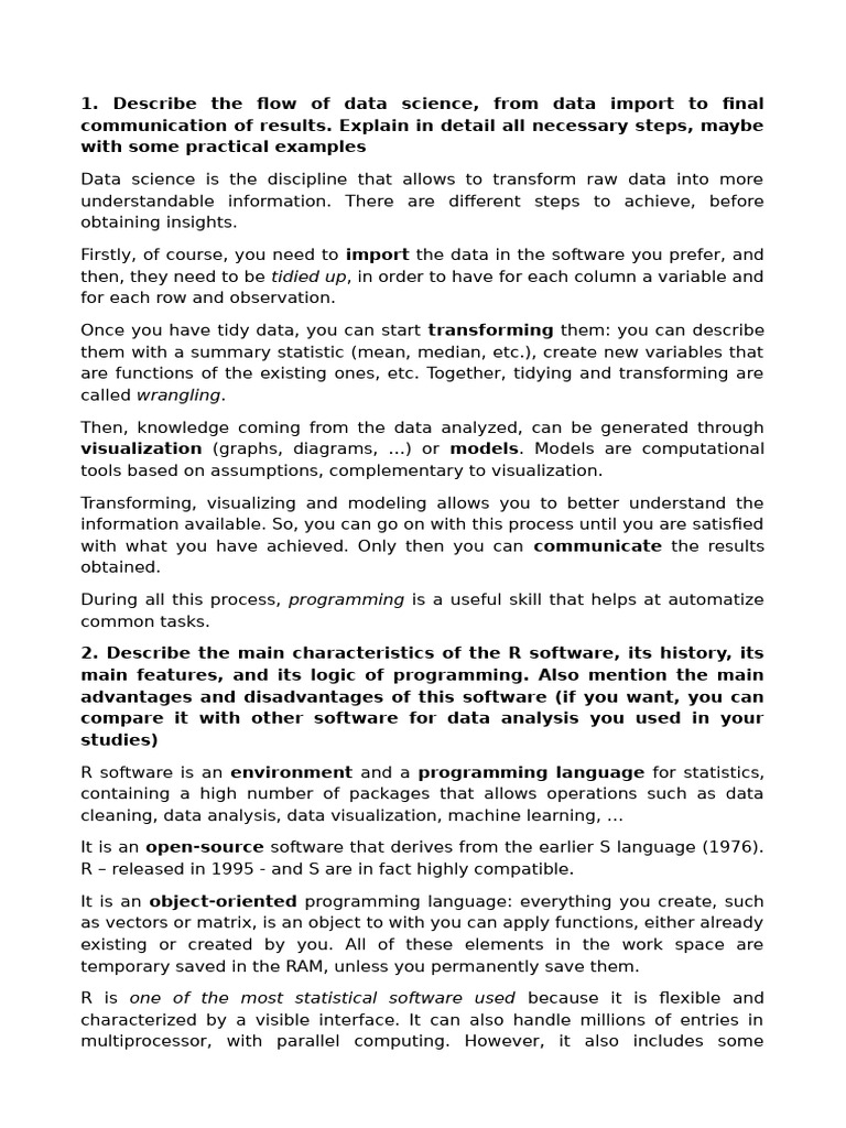 Domande Dataanalysis Prima Parte | PDF | Big Data | Data Analysis