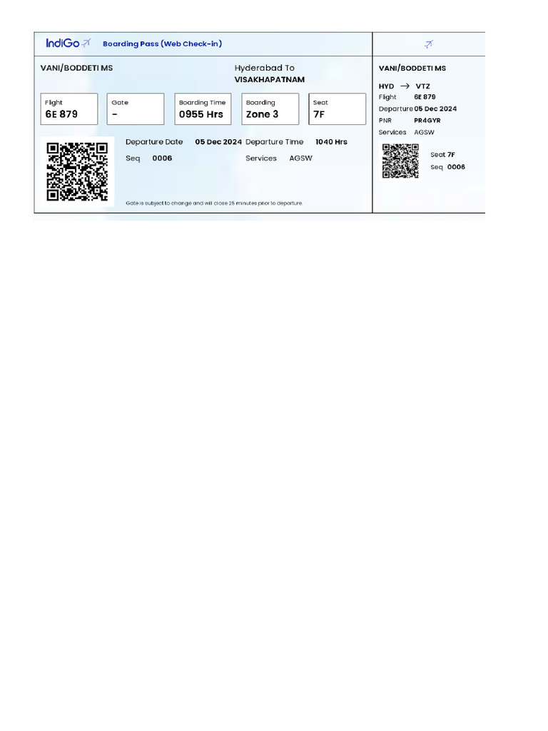 Boardingpass PR4GYR HYDVTZ | PDF