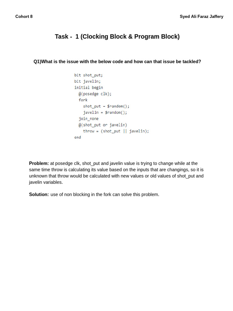 Task 1 Clocking Block Faraz | PDF
