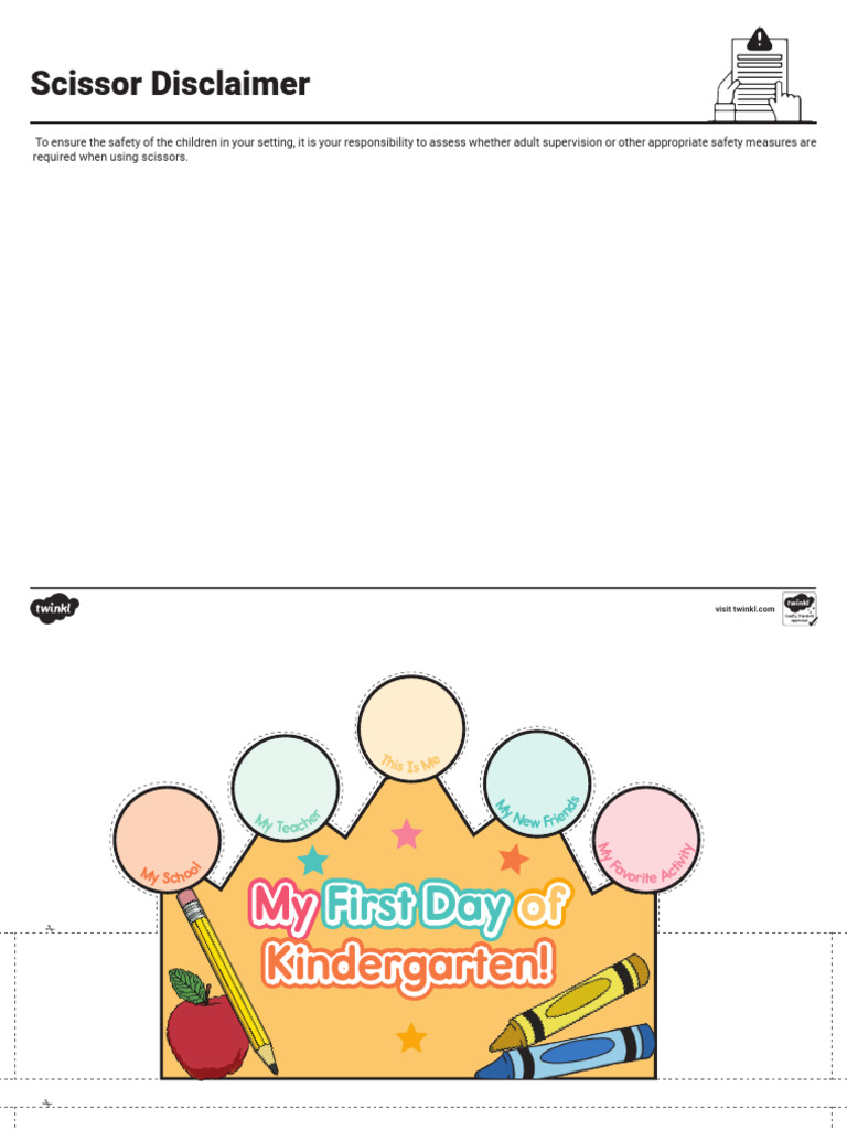Color My First Day of Kindergarten Headband | PDF