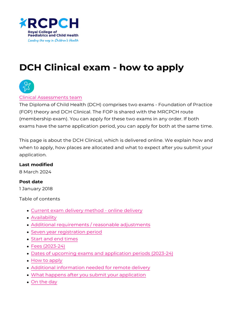DCH Clinical Exam Application Guide | PDF | Identity Document | Cheque