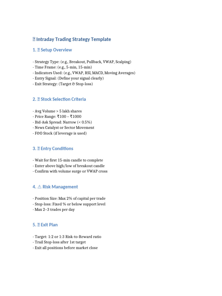 Intraday Strategy Template | PDF