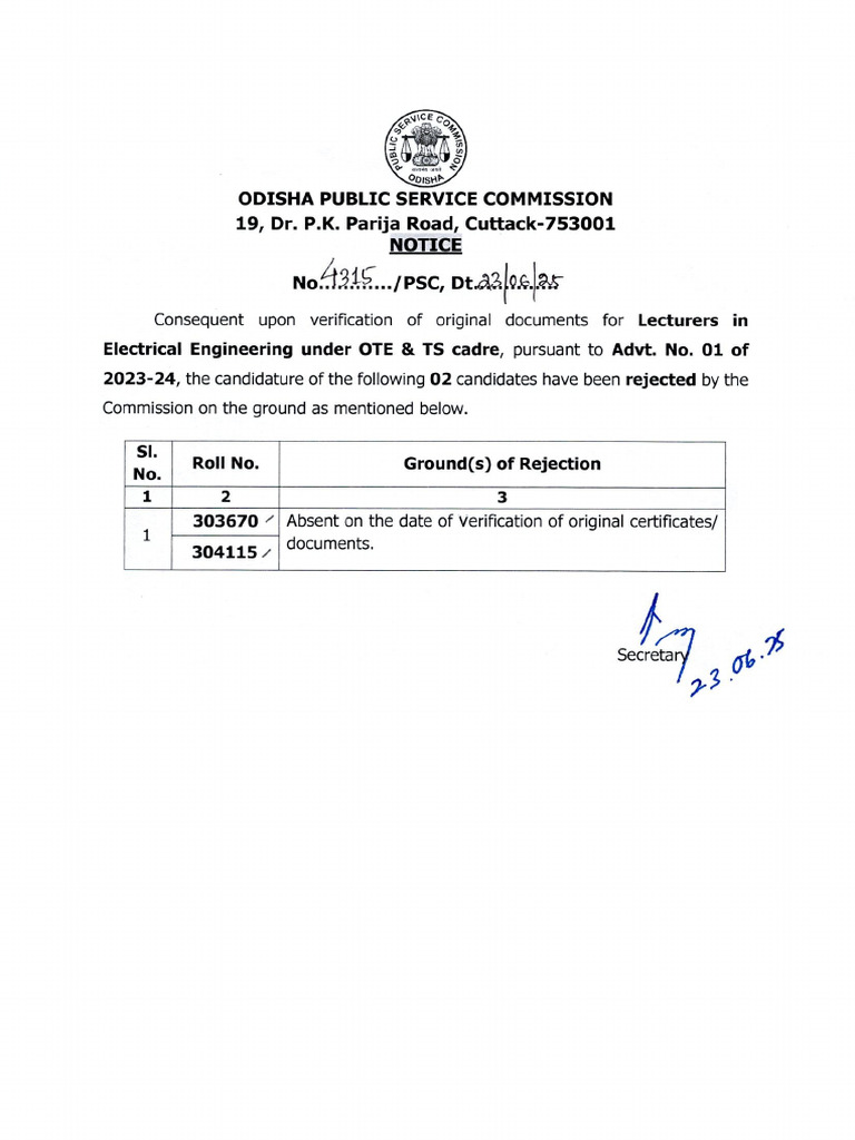 OTETS Electrical Rejection | PDF