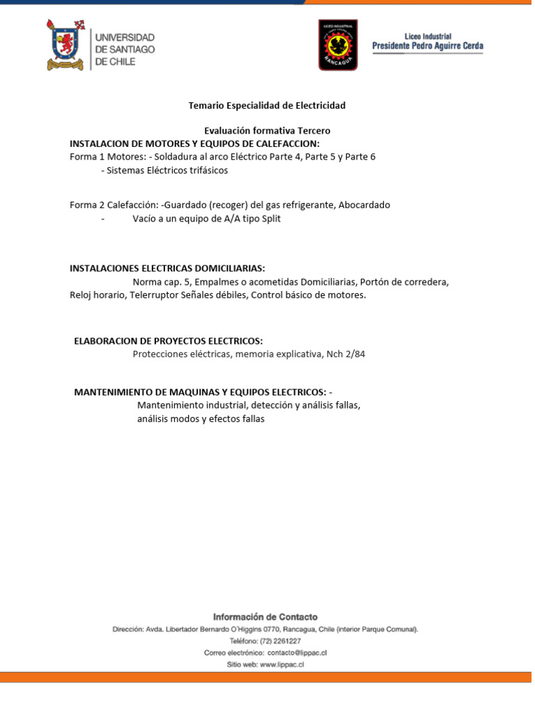 Temario Electricidad Terceros | PDF