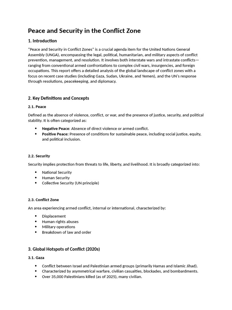 Peace and Security in The Conflict Zone | PDF | United Nations ...