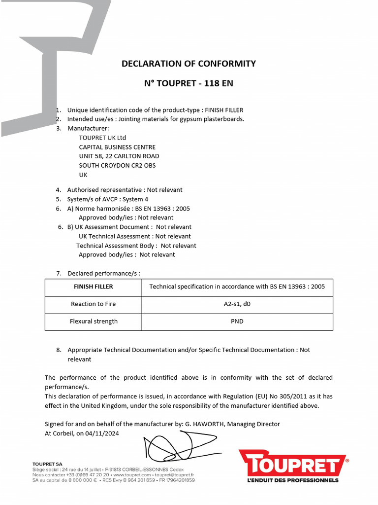 Bs en 13963-2005 - Doc Pour Ukrpc - Toupret - 118 v0 - en | PDF