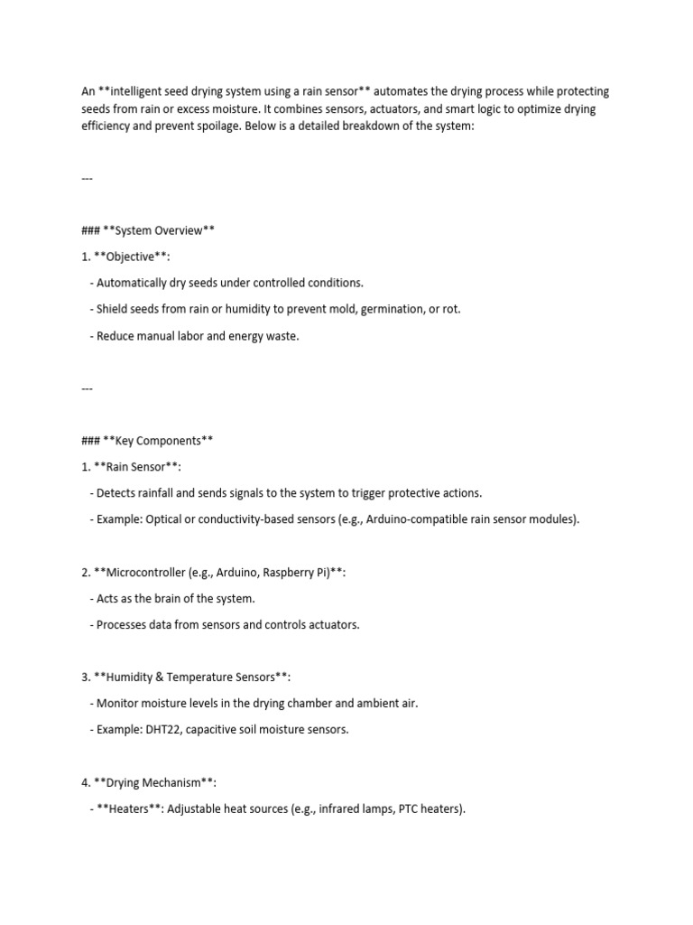 Intelligent Seed Drying Using Rain Sensor | PDF | Humidity | Automation